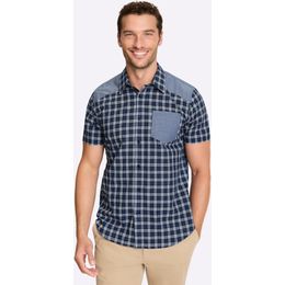 Catamaran Herren Kurzarmhemd, blau, Gr. 41, gemustert, kariert, 100% Baumwolle, Hemden