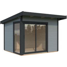 Gartenhaus Palmako "Andrea Slide Plus", hellgrau, anthrazit, Fu&szlig;boden im Gartenhaus, ohne Dacheindeckung, Massivholz, Gartenh&auml;user, Gartenhaus, verschiedene Farben