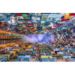 Fototapete papermoon "ABSTRAKT DESIGN-CITY SKYLINE NEW YORK TOKIO LONDON XXL", bunt, B:3,5m L:2,6m, Vlies, Tapeten