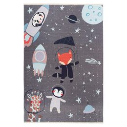 Kinderteppich Kayoom "Joanna 610", spacegrau, B:115cm H:6mm L:170cm, Baumwolle, Teppiche, Kinderteppich, Kurzflor, Modernes Muster, Deko, Wolle
