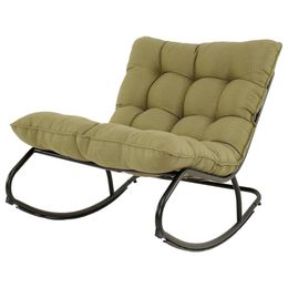 Ambia Garden Gartenschaukelstuhl, Schwarz, Olivgr&uuml;n, Metall, Textil, 75x81x118 cm, Gartenm&ouml;bel, Gartenst&uuml;hle