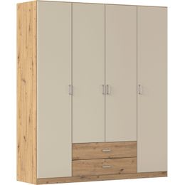Dreht&uuml;renschrank Rauch "Kleiderschrank Garderobe GAMMA Breiten 91/136/181/226/271/315/360 cm", eiche artisan, beige (champagner), griffe alu, B:181cm H:210cm T:54cm, Holzwerkstoff, Schr&auml;nke, Dreht&uuml;renschrank, mit Schubladen, verschiedene Griff-Varianten TOPSELLER MADE IN GERMANY