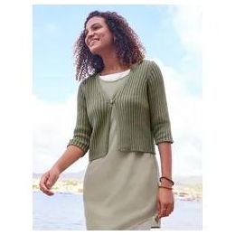 Bolero Casual Looks, Damen, Gr. 54, khaki, 100% Baumwolle, unifarben, Strickjacken Bolero