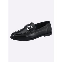 Heine Damen Slipper, Schwarz, Gr. 40, Mokassins & Slippers, Material: Rindsleder