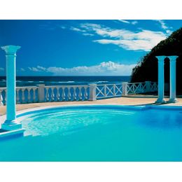 Fototapete papermoon "Pool View", bunt, B:3,5m L:2,6m, Vlies, Tapeten