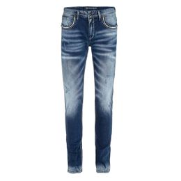 Cipo & Baxx CIPO & BAXX Herren Straight-Jeans "Jeans", blau, Basic, Gr. 30, unifarben, 99% Baumwolle, 1% Elasthan, Jeans, im Worn Washed Look, CD-485