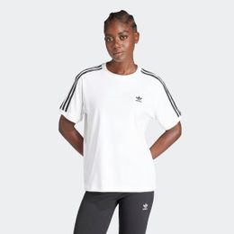 Damen T-Shirt "3-STREIFEN", wei&szlig;, Gr. XS, adidas originals, gestreift, Obermaterial: 94% Baumwolle, 6% Elasthan, Shirts, ohne Verschluss, mit