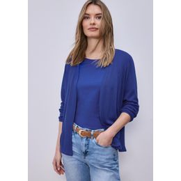 Cardigan Street One, Damen, Gr. 36, amparo blau, Stoff, 65% Polyester, 35% Viskose, unifarben, normal normal, ohne Ausschnitt, elastischer Bund, Strickjacken, bestehend aus einem Materialmix