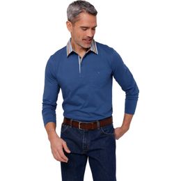 Herren Langarm-Poloshirt mit gewebtem Kragen jeansblau, Gr&ouml;&szlig;e 48/50