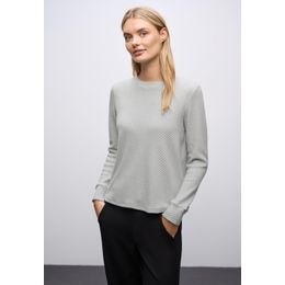 Street One Damen Langarmshirt, grau, Gr. 36, unifarben, Stoff, 50% Polyester, 47% Viskose, 3% Elasthan, Shirts, soft und weich