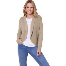 Damen Strickjacke mit Schalkragen sesam, Gr&ouml;&szlig;e 44