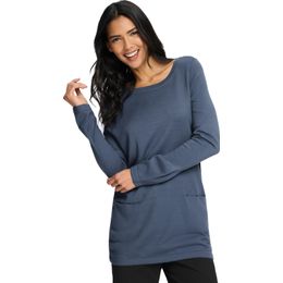 Damen Longpullover in leichter A-Form rauchblau, Gr&ouml;&szlig;e 42