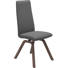 Polsterstuhl stressless "Laurel", grau (grau batick, walnuss), B:49cm H:105cm T:60cm, Leder BATICK: BATICK ist ein leicht korrigiertes, durchgef&auml;rbtes und genarbtes M&ouml;belleder, bei dem die meisten Unebenheiten und Spuren in der Regel entfernt wurden., St&uuml;hle, Polsterstuhl, High Back, Gr&ouml;&szlig;e M, mit schr&auml;ggestellten Beinen in Walnuss