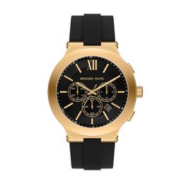 Chronograph Michael Kors "BILLIE", schwarz, goldfarben, Armbanduhren, Herren, Chronograph, Quarzuhr, Armbanduhr, Herrenuhr, Silikonarmband, analog, Tag