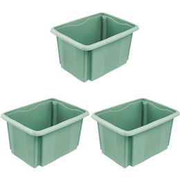 Aufbewahrungsbox keeeper "Emil, 3er Set, 15 L, 38 x 28,5 x 20,5 cm", nordic gr&uuml;n, B:38cm H:20,5cm T:28,5cm, Kunststoff, Aufbewahrungsboxen, Aufbewahrungsbox, ineinander und aufeinander stapelbar