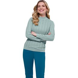 Damen Stehkragenpullover mit Einstrickmuster kalkmint, Gr&ouml;&szlig;e 50