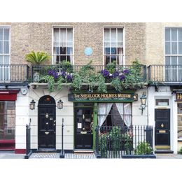 Fototapete papermoon "LONDON-ALTSTADT PARIS STEINWAND IRISH PUB VINTAGE BAR", bunt, B:4,5m L:2,8m, Vlies, Tapeten