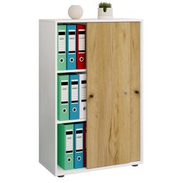 Aktenschrank Vcm "B&uuml;roschrank Aktenschrank Schiebet&uuml;ren Lona 3fach", braun (wei&szlig;, honig, eiche), B:70cm T:40cm, Obermaterial: 100% Holz Wood., Schr&auml;nke