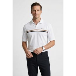 Poloshirt BOSS "Iconic", Herren, Gr. M, wei&szlig; 100, Frottee, Obermaterial: 80% Baumwolle, 20% Polyester, unifarben, normal normal, Shirts, aus Frottee