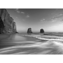 Fototapete papermoon "Strand Schwarz & Wei&szlig;", schwarz (schwarz, wei&szlig;), B:4,5m L:2,8m, Vlies, Tapeten