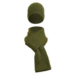 Strickm&uuml;tze FELIX HARDY "Set aus Schal und M&uuml;tze", Damen, khaki, 80% Polyacryl, 13% Polyester, 7% Elasthan, M&uuml;tzen Strickm&uuml;tze