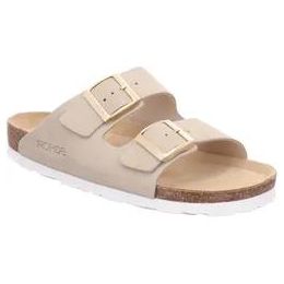 Pantolette Rohde "ALBA", Damen, Gr. 37, beige (creme), Veloursleder, Schuhe Pantolette, Sommerschuh, Hausschuh, Zweischnaller, Strandschuh mit Softfu&szlig;bett