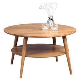 Livetastic Couchtisch, Wildeiche, Holz, Wildeiche, massiv, rund, rund, 80x45x80 cm, einfacher Aufbau, Wohnzimmer, Wohnzimmertische, Couchtische