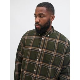 Jack & Jones PlusSize Herren Langarmhemd "JJECLASSIC FLANNEL CHECK SHIRT LS SN PLS", gr&uuml;n, Gr. XXXL, JACK & JONES PLUSSIZE, unifarben, Web, Obermaterial: 100% Baumwolle,