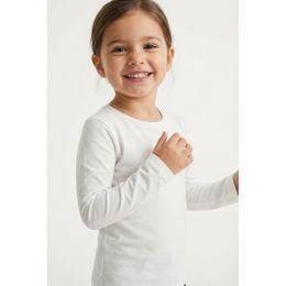 Langarmshirt KIDS Only "KOGNEW Only L/S TEE JRS NOOS", M&auml;dchen, Gr. 122/128, wei&szlig; (cloud dancer), Single Jersey, Obermaterial: 100% Baumwolle, unifarben, regular fit normal, Rundhals, abgesteppte Kante, Shirts Langarmshirt, in Basic-Form