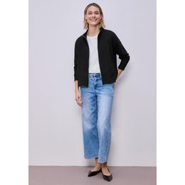Cardigan Street One, Damen, Gr. 34, schwarz, Web, 86% Baumwolle, 12% Polyester, 2% Elasthan, unifarben, comfort fit normal, Rundhals, B&uuml;ndchen, Strickjacken, mit Turtleneck