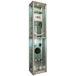 Standvitrine Vcm "Holz Glas Stand Vitrine Sammelvitrine Kavisa XL", silber, B:50cm T:38cm, Obermaterial: 100% Holz Wood., Schr&auml;nke, Standvitrine
