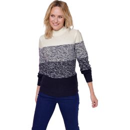Damen Stehkragenpullover mit Farbverlauf ecru-marine, Gr&ouml;&szlig;e 54