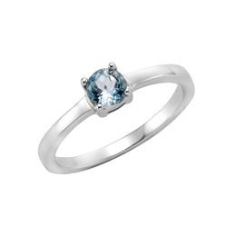 Fingerring ZEEme "Silber 925 rhodiniert mit Blautopas (beh.) 5mm" Gr. 62, wei&szlig;, Fingerringe, Damen, 062 (19,7), Silber 925 (Sterlingsilber), Fingerring