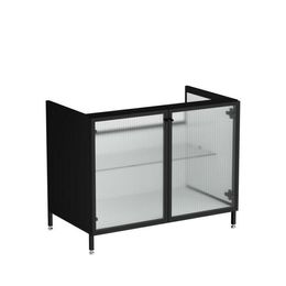 Vitra Liquid Waschtisch-Unterschrank 66741 88x51x71,5cm, Korpus schwarz matt/Ornamentglas geriffelt