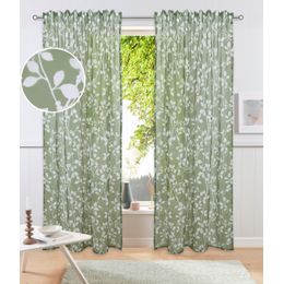 Gardine OTTO HOME "Issoire" Gr. 1, gr&uuml;n (olive), B:140cm H:145cm, Polyester, Gardinen, Gardine, Wohnzimmer, Schlafzimmer, Esszimmer, gemustert und halbtransparent