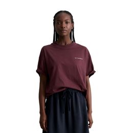 Marc O'Polo T-Shirt MARC O'POLO DENIM "mit R&uuml;ckenprint", Damen, Gr. L, merlot rot, Obermaterial: 100% Baumwolle, unifarben, Basic, relaxed fit, Rundhals, normaler Saum, Shirts T-Shirt