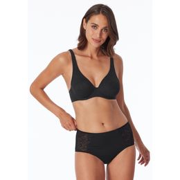 Schiesser Damen Midislip "Air", Gr. 44, schwarz, Microfaser, Obermaterial: 85% Polyamid, 15% Elasthan, unifarben, Unterhosen, mit transparenten