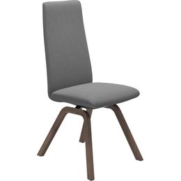 Polsterstuhl stressless "Laurel", grau (dunkelgrau dinamica, walnuss), B:49cm H:105cm T:60cm, Microfaser DINAMICA (88% Polyester, 12% Polyurethan), St&uuml;hle, Polsterstuhl, High Back, Gr&ouml;&szlig;e M, mit schr&auml;ggestellten Beinen in Walnuss