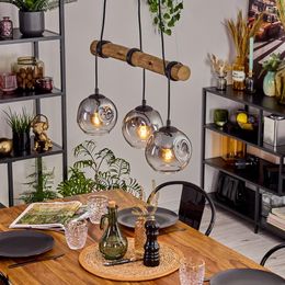 hofstein Ripoll Pendelleuchte Glas 15 cm Naturfarben, Schwarz, 3-flammig