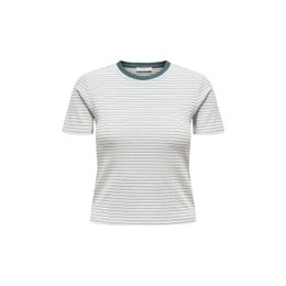 T-Shirt Only "T-Shirt ONLLUPE STRIPE TEE 1er Pack", Damen, Gr. XL, bunt (wei&szlig;, gr&uuml;n), Obermaterial: 60% Polyester PES. 32% Viskose CV. 8% Elasthan EL., Shirts T-Shirt