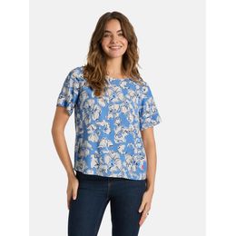 LIEBLINGSST&Uuml;CK Shirtbluse LIEBLINGSST&Uuml;CK "ReneeL", Damen, Gr. 42, air blau, Web, Obermaterial: 100% Viskose, gemustert, h&uuml;ftlang, Rundhals, Manschette, Blusen, mit Allover-Print, Rundhalsform