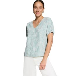 Zero Damen Kurzarmshirt "Damen kurzarm"blau, cream, Gr. 38, Obermaterial: 16% Viskose, 2% Elasthan, 82% Polyester, Shirts, Struktur
