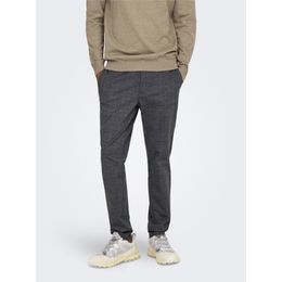 Only & Sons Chinoshorts ONLY & SONS "ONSMARK SLIM CHECK 020933 PANT", Herren, Gr. 30, L&auml;nge 32, braun (demitasse), Web, Obermaterial: 64% Viskose, 31% Polyester, 5% Elasthan, kariert, Basic, slim fit normal, Hosen Chinoshorts