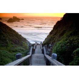 Fototapete papermoon "Strandtreppe", bunt, B:4,5m L:2,8m, Vlies, Tapeten
