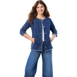 Damen Jeansjacke mit Fransen blue-stone-washed, Gr&ouml;&szlig;e 44