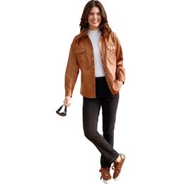 Damen Blusenjacke in Leder-Optik cognac, Gr&ouml;&szlig;e 54