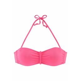 Buffalo Damen Bandeau-Bikini-Top "Happy", rosa, Gr. 36, unifarben, Microfaser, Polyamid, Tactel, Bikini-Oberteile, mit geflochtenem Detail