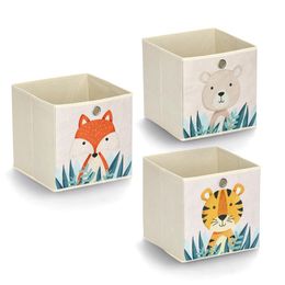 Aufbewahrungsbox zeller PRESENT "Animals", beige, B:28cm H:28cm T:28cm, Vlies, Aufbewahrungsboxen, Aufbewahrungsbox, Vlies, faltbar, verschiedene Tiermotive