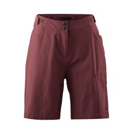 Fahrradhose Gonso "Adventure Shorts W", Damen, Gr. 46, Normalgr&ouml;&szlig;en, rot (rotbraun), 90% Polyamid, 10% Elasthan, Hosen Fahrradhose, Damen Radhose mit einkn&ouml;pfbarer Radunterhose mit Sitzpolster
