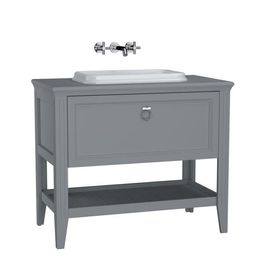 Vitra Valarte Einbauwaschtisch-M&ouml;bel-Set 62199 98 x 52 x 87,5 cm, 1 Vollauszug, Korpus grau matt/Waschtisch wei&szlig; hochglanz